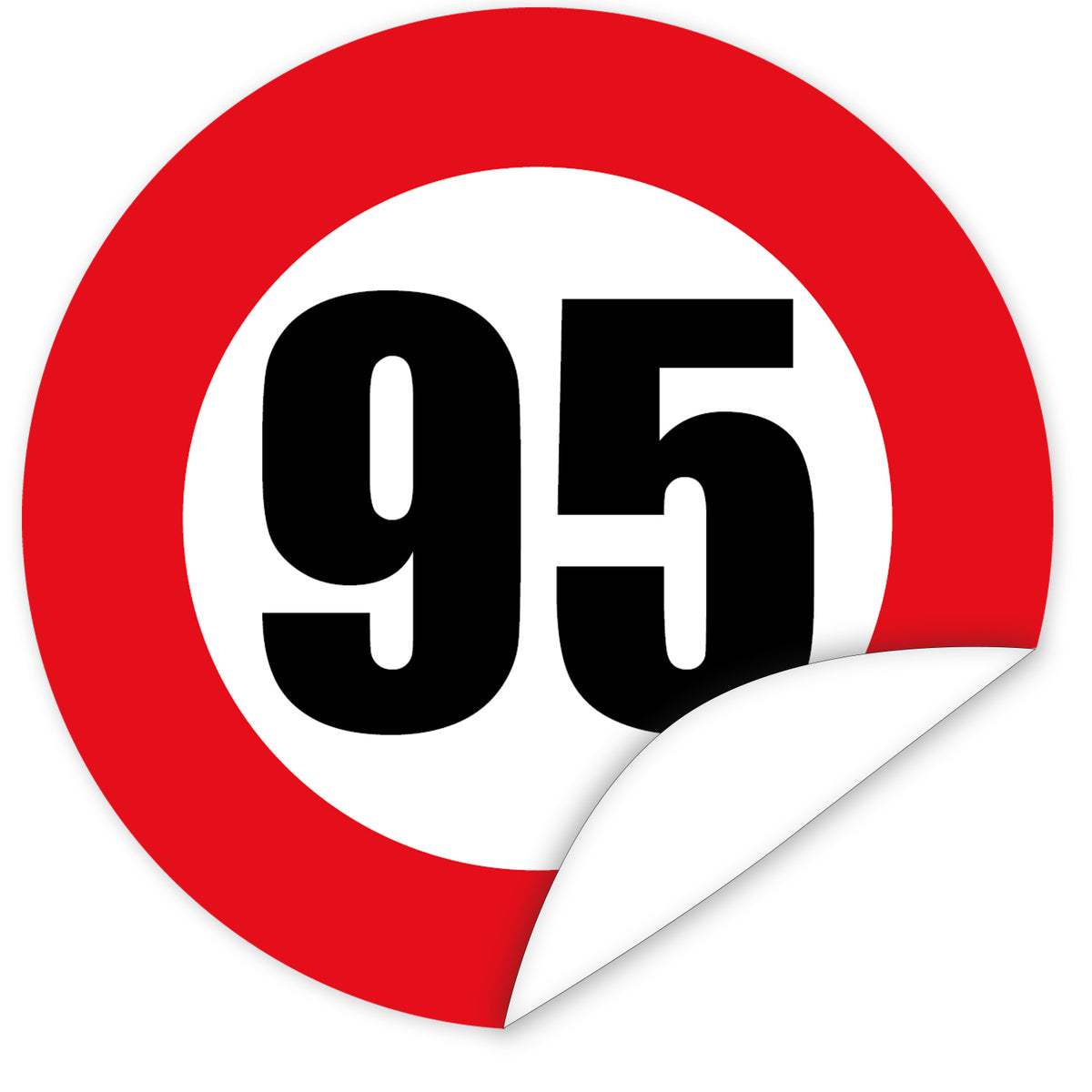 Zahl 95 - Verkehrsschild-Motivsticker I rund ⌀ 7 cm I Zeitloser Geburt ...