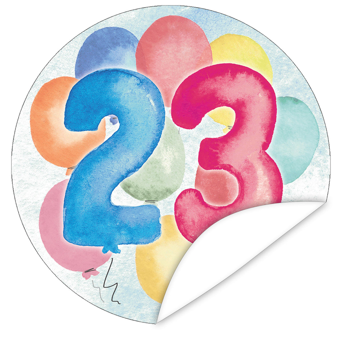 23 Zahlen Aquarell - Motivsticker I rund ⌀ 7 cm I Liebevoll gestaltete ...