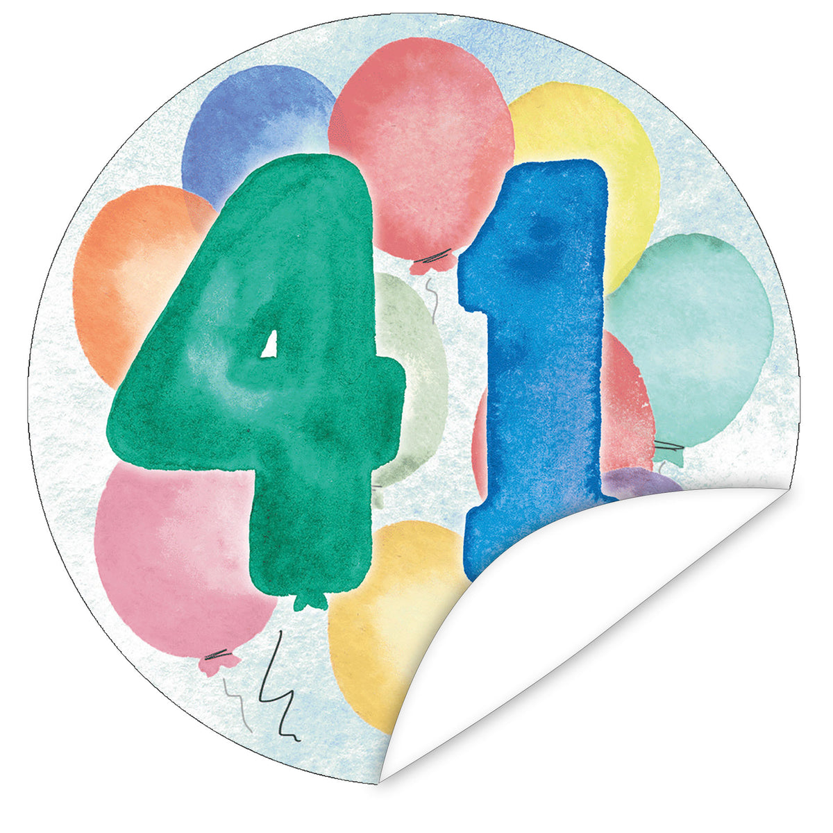 41 Zahlen Aquarell - Motivsticker I rund ⌀ 7 cm I Liebevoll gestaltete ...