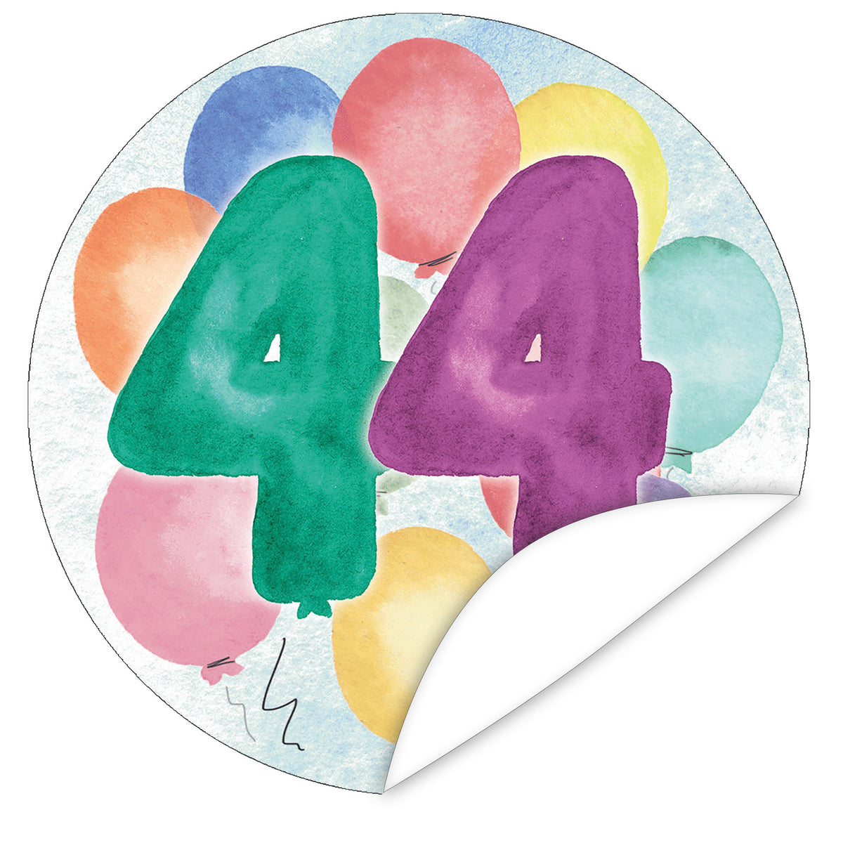 44 Zahlen Aquarell - Motivsticker I rund ⌀ 7 cm I Liebevoll gestaltete ...