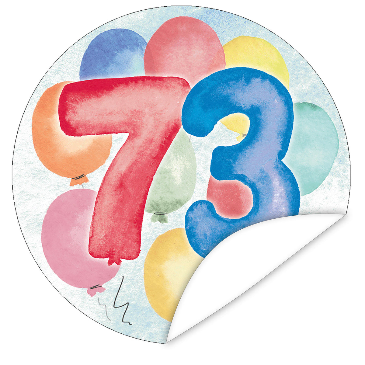 73 Zahlen Aquarell - Motivsticker I rund ⌀ 7 cm I Liebevoll gestaltete ...
