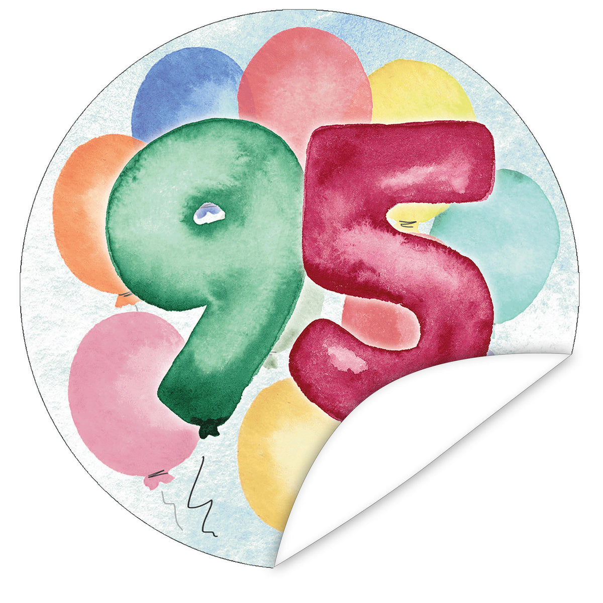 95 Zahlen Aquarell - Motivsticker I rund ⌀ 7 cm I Liebevoll gestaltete ...