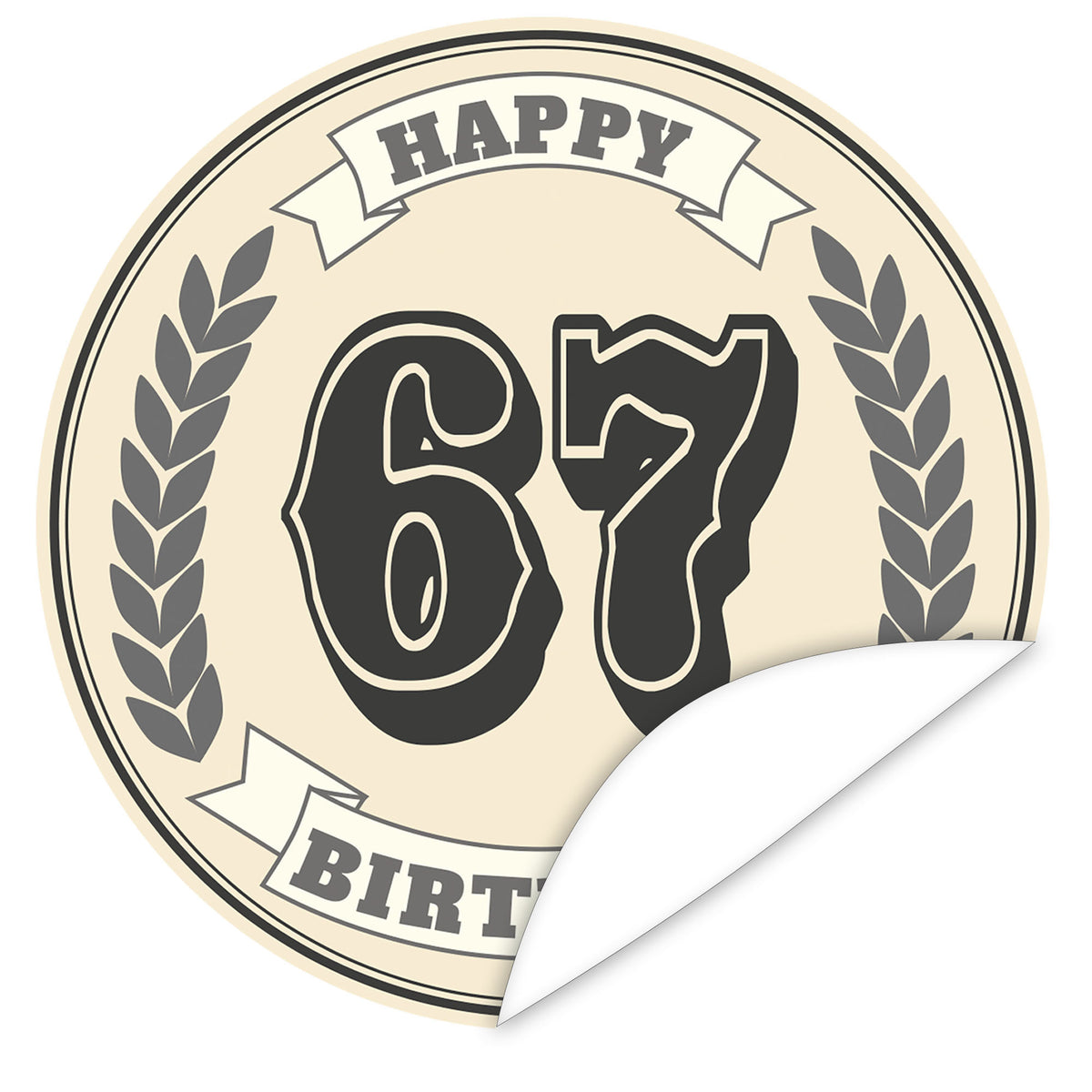 67 Zahl-Klebedekor Klassik - rund ⌀ 7 cm I Klassisch gestalteter Zahle ...